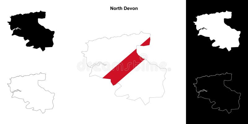 North Devon outline map stock vector. Illustration of united - 334903970