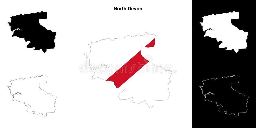 North Devon outline map stock vector. Illustration of united - 334903970