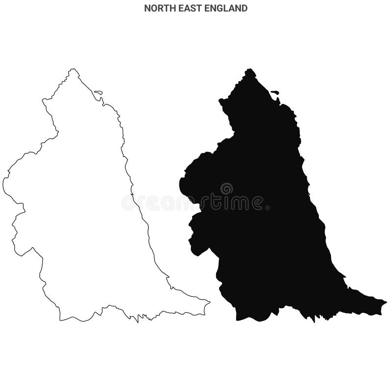 North East England Administrative Map Set - Blank Outline Map Stock ...