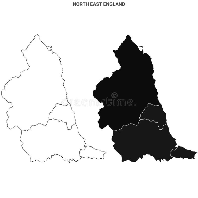 North East England Administrative Map Set - Blank Outline Map Stock ...