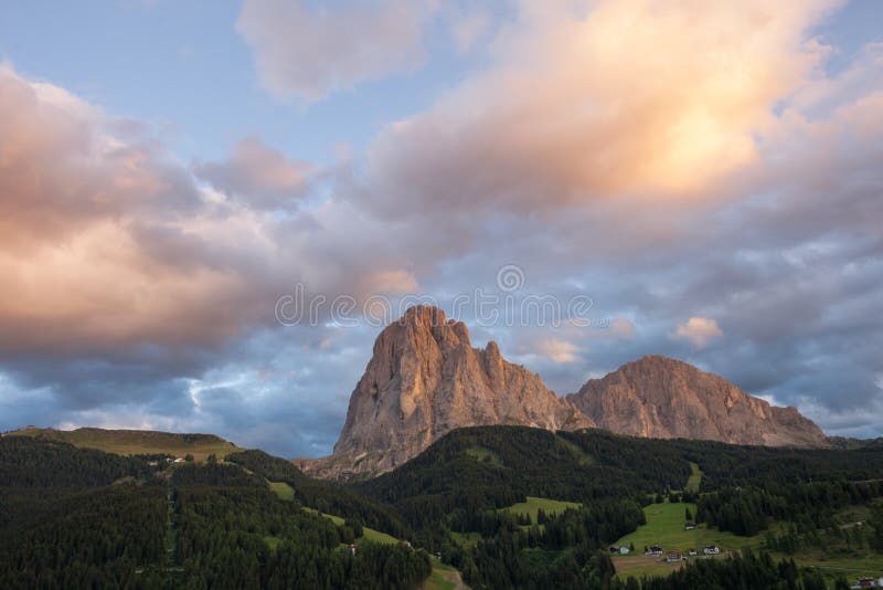 The North Eastern Side of Sasso Lungo at Sunset from the Val Gardena ...