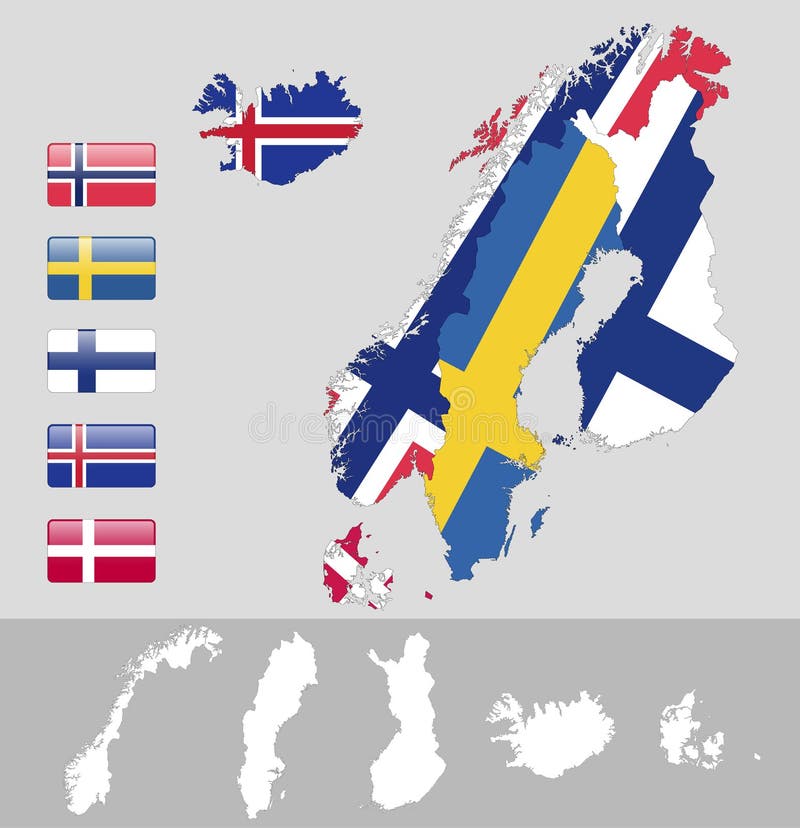 Map and Flags of North Europe Stock Vector - Illustration of school ...