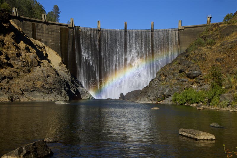 North Fork Dam with Rainbow 2 Stock Image - Image of waterfall, river ...