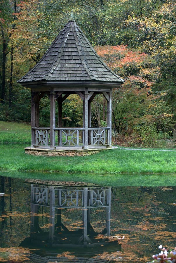 North Georgia Mountains Reflections with Gazebo Stock Photo - Image of ...