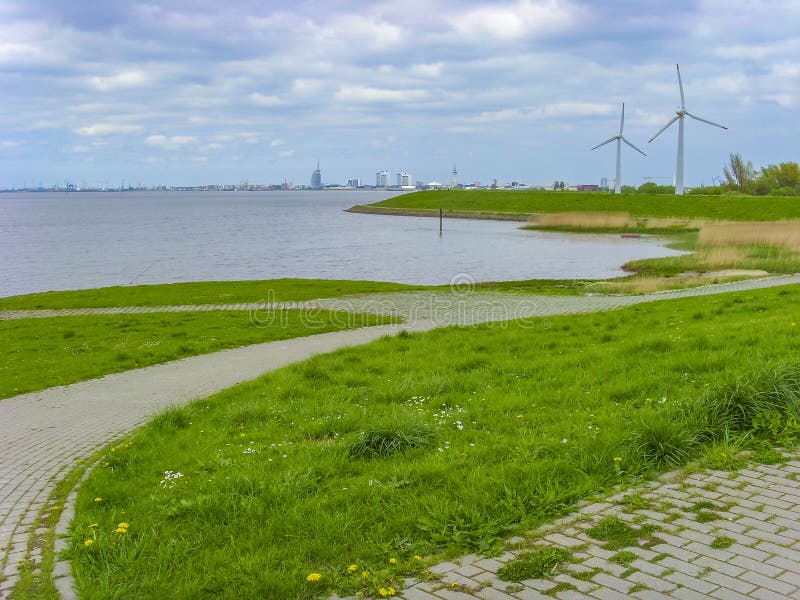 North German Coast Nature Landscape Panorama from Bremerhaven Germany ...