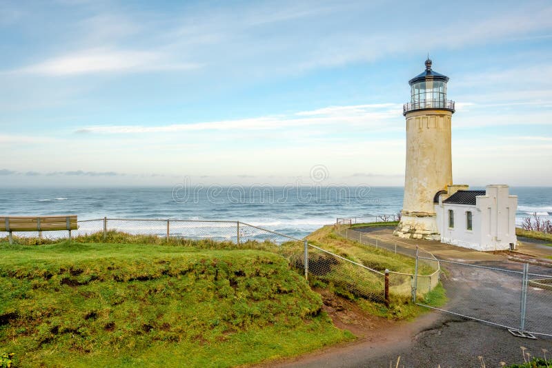 North Head Lighthouse at Pacific Coast, Built in 1898 Stock Photo ...
