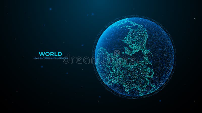 North Hemisphere. Polygonal Digital Isolated Earth. Technology Globe ...