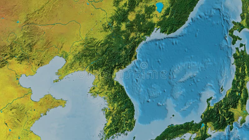 North Korea Area. Topographic Map Stock Illustration - Illustration of ...