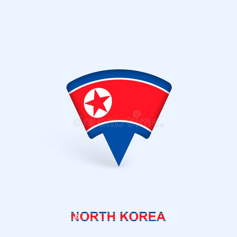 North Korea Flag Map Pointer Design with Shadow Stock Illustration ...