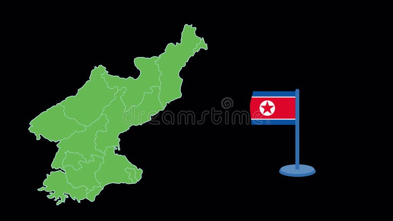 North Korea Flag and Map Shape Animation Stock Video - Video of contour ...