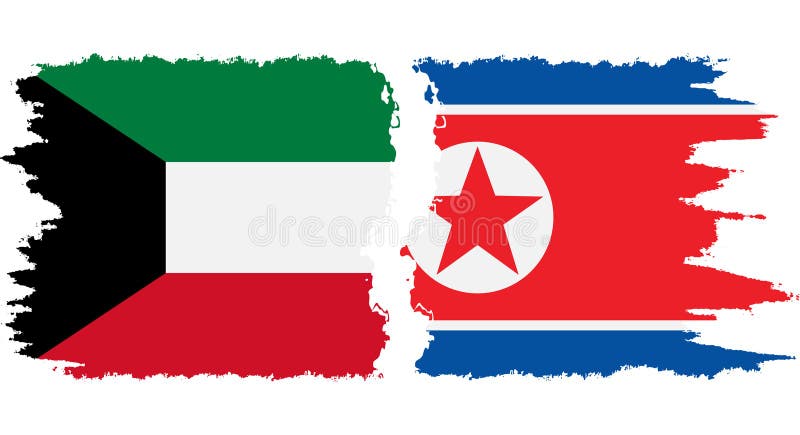 North Korea and Kuwait Grunge Flags Connection Vector Stock Vector ...