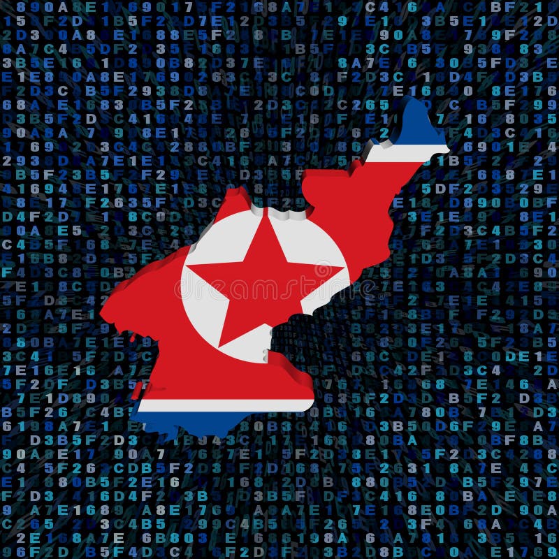 North Korea Map Flag on Hex Code Illustration Stock Illustration ...