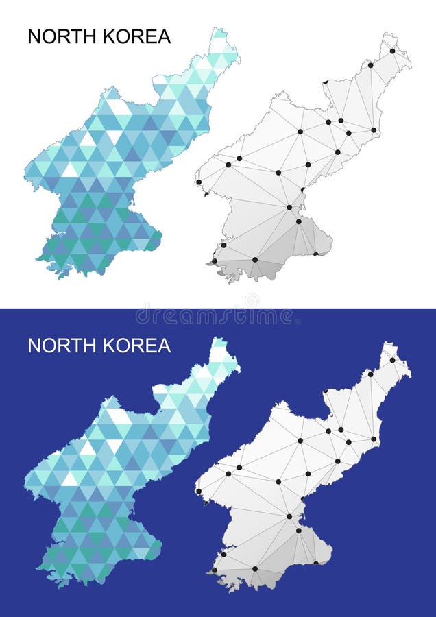 North Korea Map in Geometric Polygonal Style. Abstract Gems Triangle ...