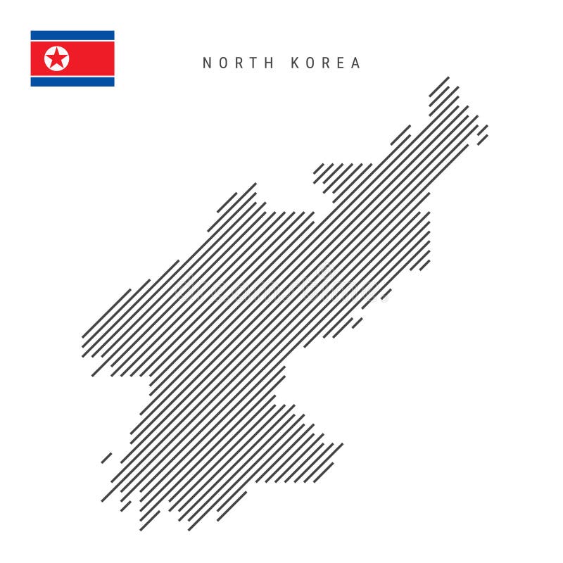 North Korea Map from Pattern of Black Slanted Parallel Lines. Flat ...