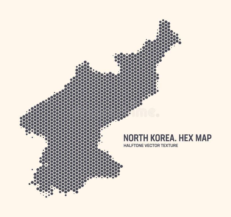North Korea Map Vector Hexagonal Half Tone Pattern Isolated on Light ...