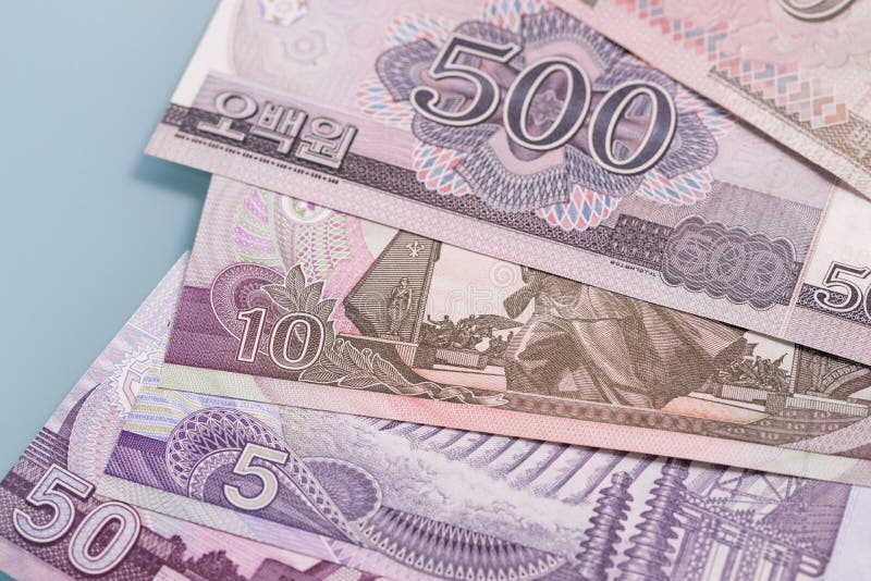 North Korean Money, Won, Various Banknotes Stock Photo - Image of ...