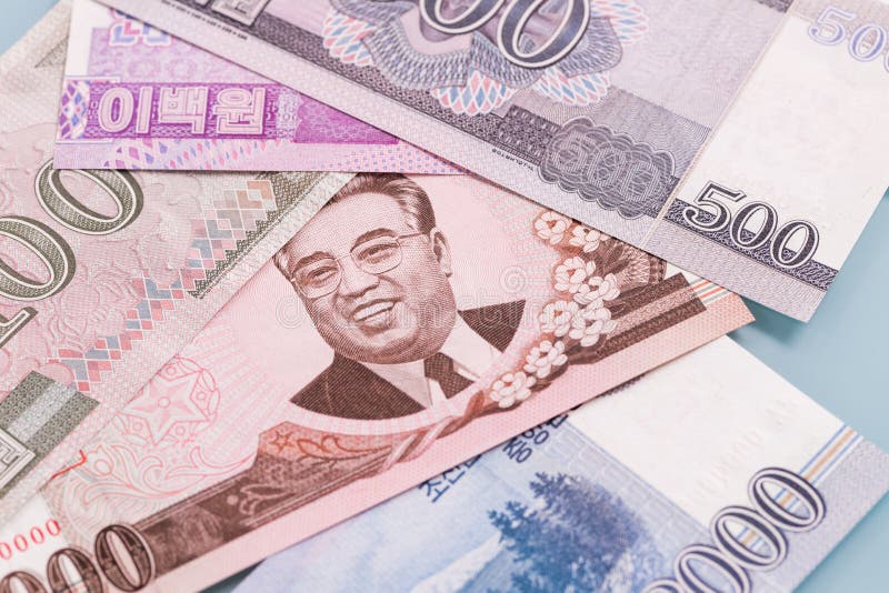 North Korean Money, Won, Various Banknotes Stock Photo - Image of ...