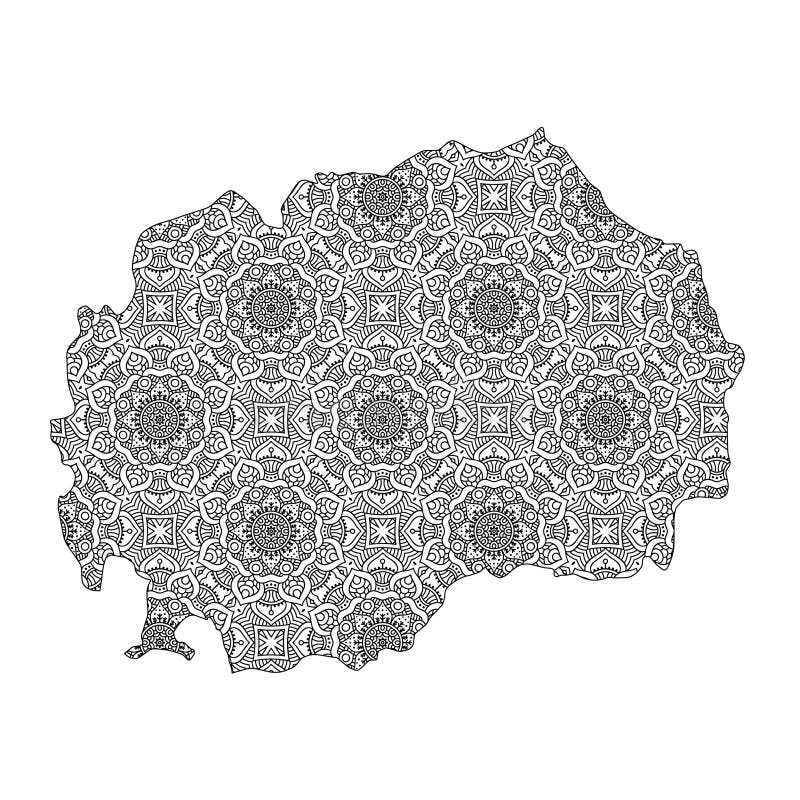 North Macedonia Map with Mandala Design Stock Vector - Illustration of ...
