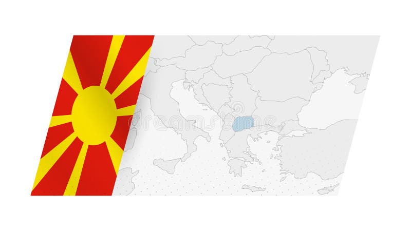 North Macedonia Map in Modern Style with Flag of North Macedonia on ...
