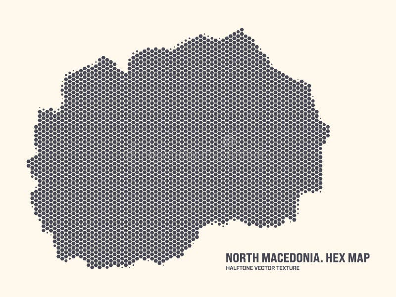 North Macedonia Map Vector Hexagonal Half Tone Pattern Isolated on ...