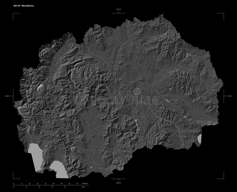 North Macedonia Shape on Black. Bilevel Stock Illustration ...