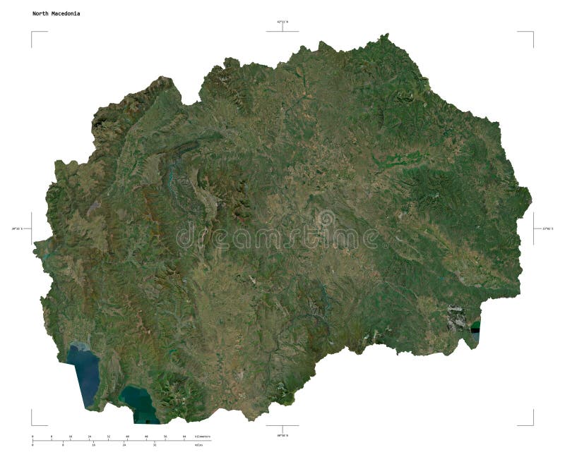 North Macedonia Shape on White. High-res Satellite Stock Illustration ...