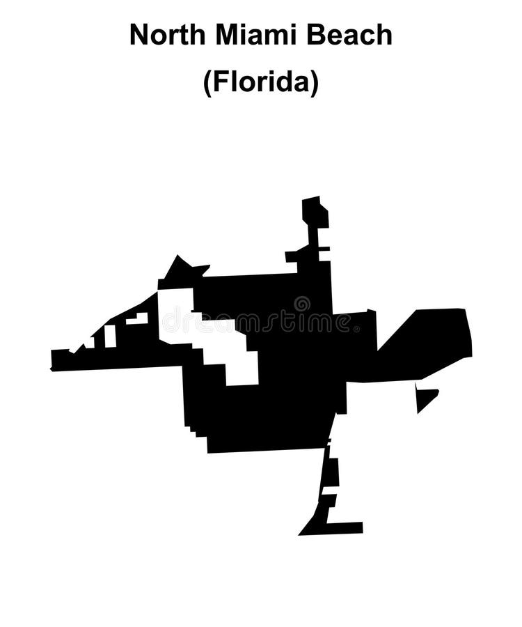 North Miami Beach Outline Map Stock Vector - Illustration of boundaries ...