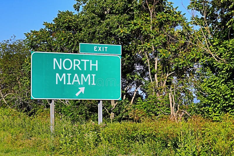 US Highway Exit Sign for North Miami Stock Image - Image of metal ...