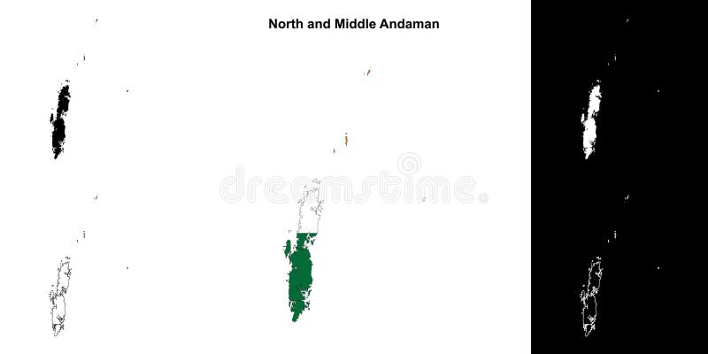 North and Middle Andaman Outline Map Stock Vector - Illustration of ...