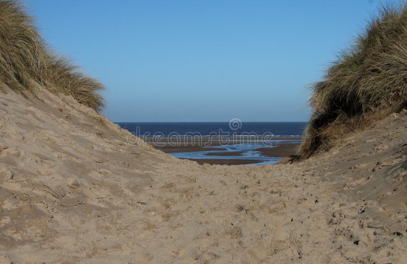 North Norfolk Coastal Footpath, Beach Scene. Stock Photo - Image of ...