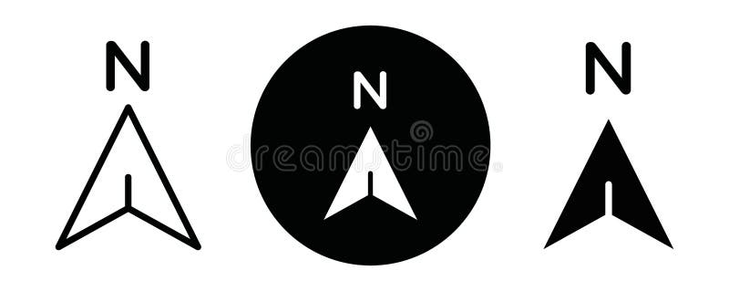 North Outline Icon Collection or Set. North Thin Vector Line Art Stock ...
