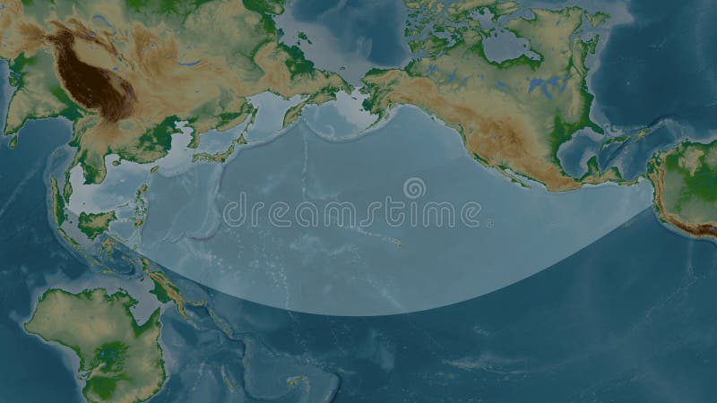 North Pacific Ocean Highlighted. Physical Map Stock Illustration ...