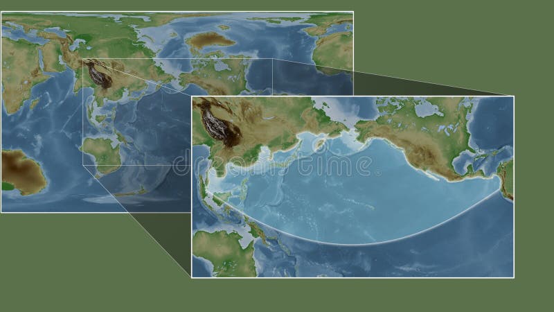 North Pacific Ocean. Pale Map. Patterson Cylindrical. Diagram Stock ...