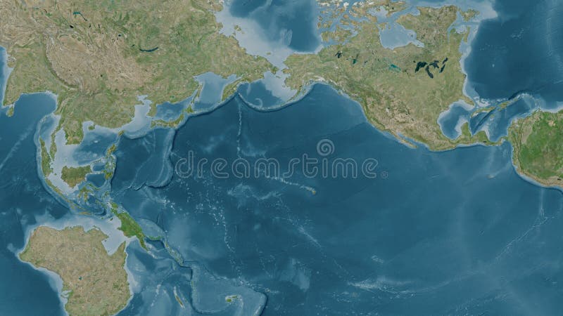 North Pacific Ocean. Bounding Box. Satellite Map Stock Illustration ...