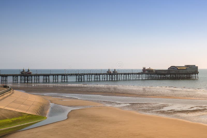 North Pier in Blackpool with the Beach and Sea in Summer Sunlight Stock ...