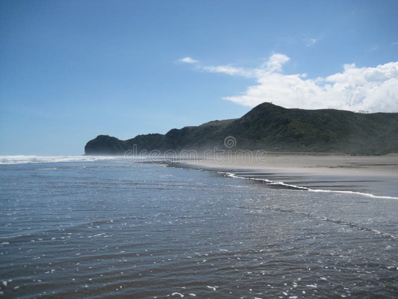 North Piha Beach stock photo. Image of wild, ranges, surfing - 82034296