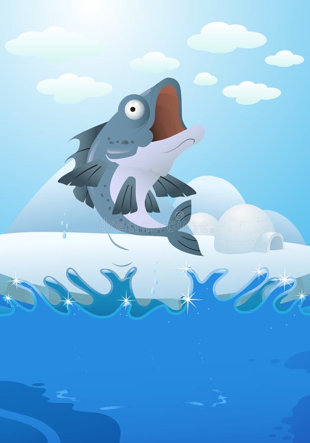 Jumping fish stock illustration. Illustration of animated - 13106623