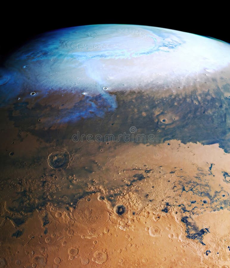 North Pole of Mars. View from Space Stock Illustration - Illustration ...