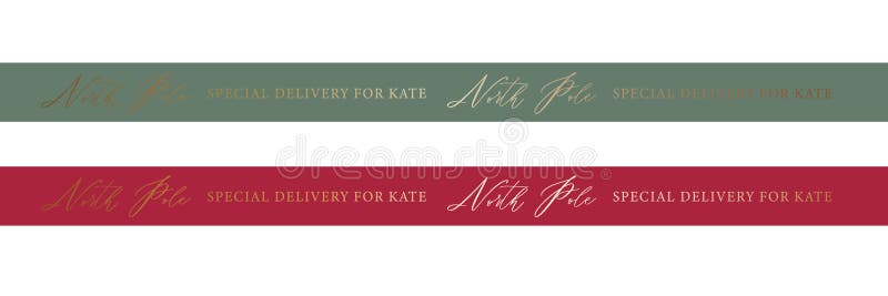 North Pole Special Delivery Green and Red Custom Ribbon Template. Stock ...