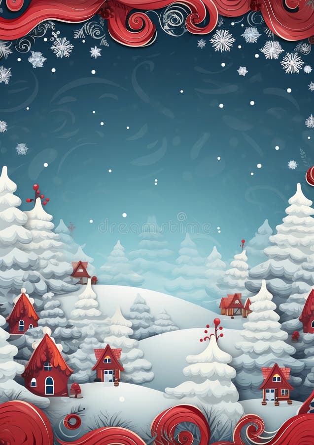 North Pole Watercolor Winter Border Stock Illustration - Illustration ...