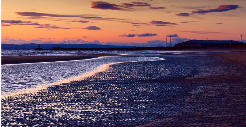 North Sea Beach of Ayr at Sunset Stock Image - Image of nature ...