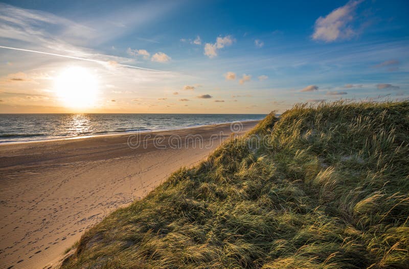 North Sea Beach, Jutland Coast in Denmark Stock Image - Image of dune ...