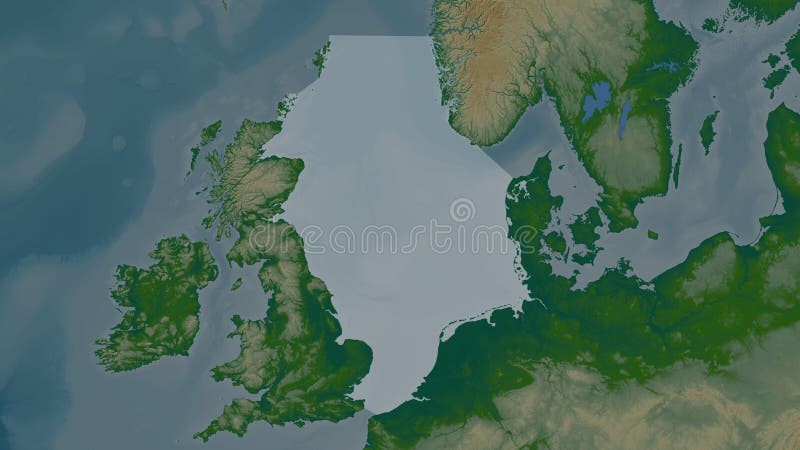North Sea Highlighted. Physical Map Stock Illustration - Illustration ...