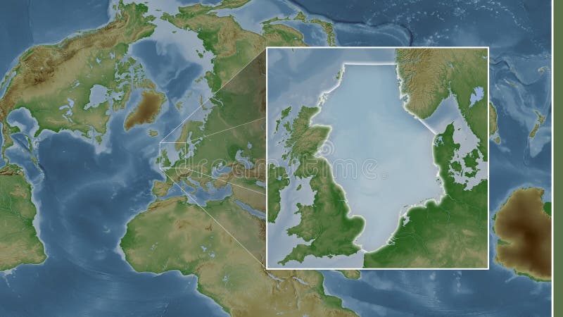 North Sea. Pale Map. Patterson Cylindrical. Diagram Stock Video - Video ...