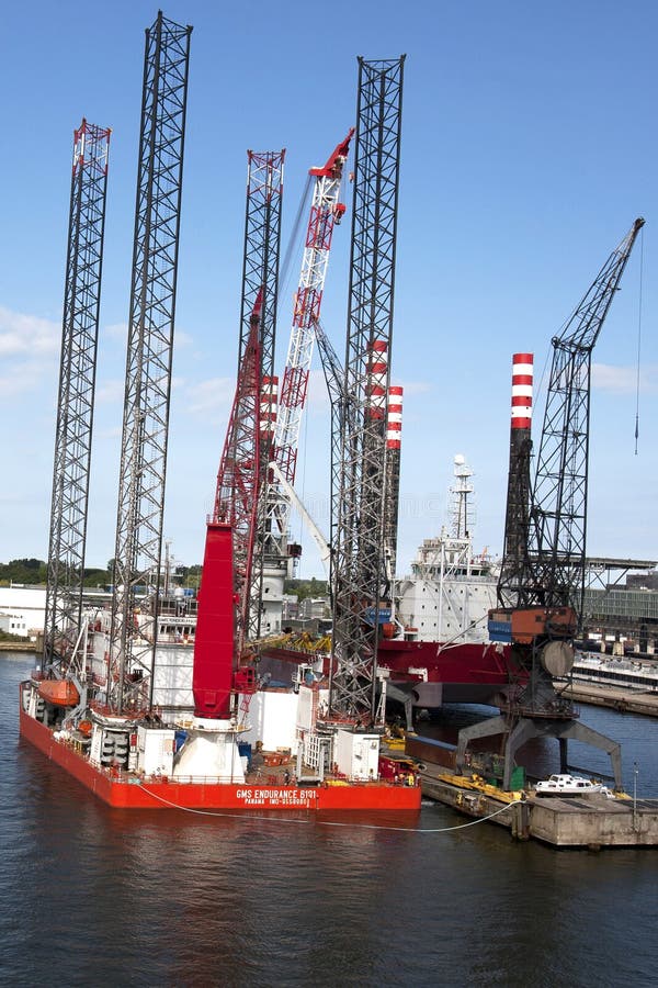 Oil platforms in North Sea stock photo. Image of boom - 40289638