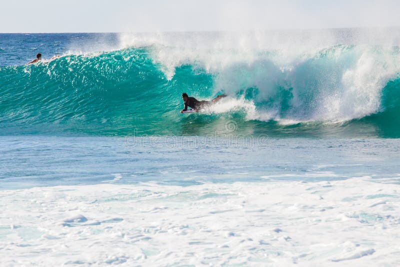 North Shore Oahu Hawaii 10 20 2015 Surfer Rides on a Wave on the North ...