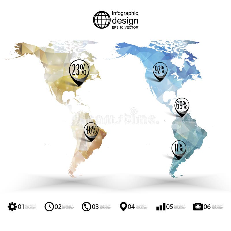 North and South America Map Template, Triangle Stock Vector ...