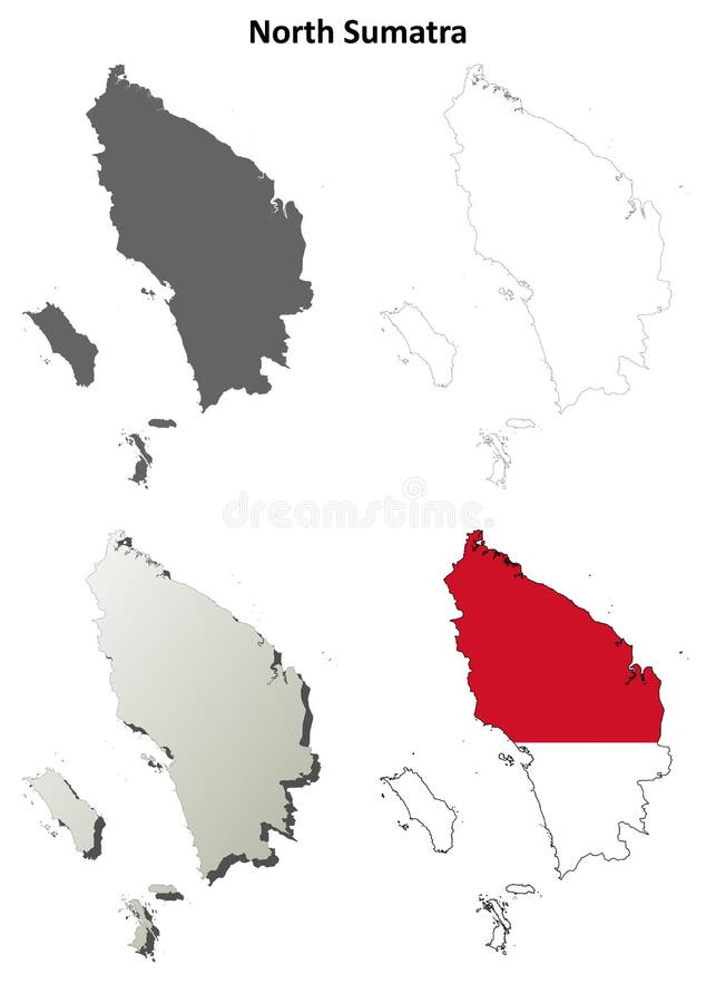 North Sumatra Blank Outline Map Set Stock Vector - Illustration of ...