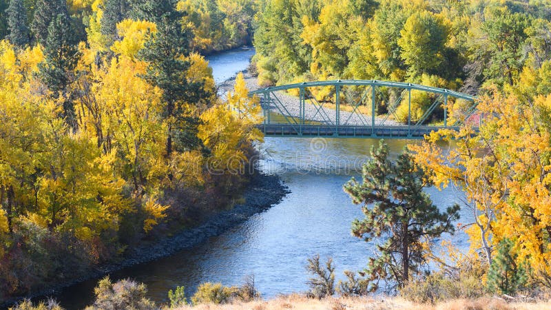 North Thorp Highway Bridge Over the Yakima River in Fall Stock Photo ...