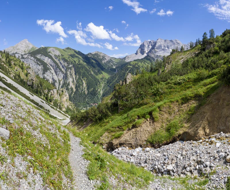 The North Walls of Karwendel Mountains - Lamsen Spitze Peak Stock Image ...